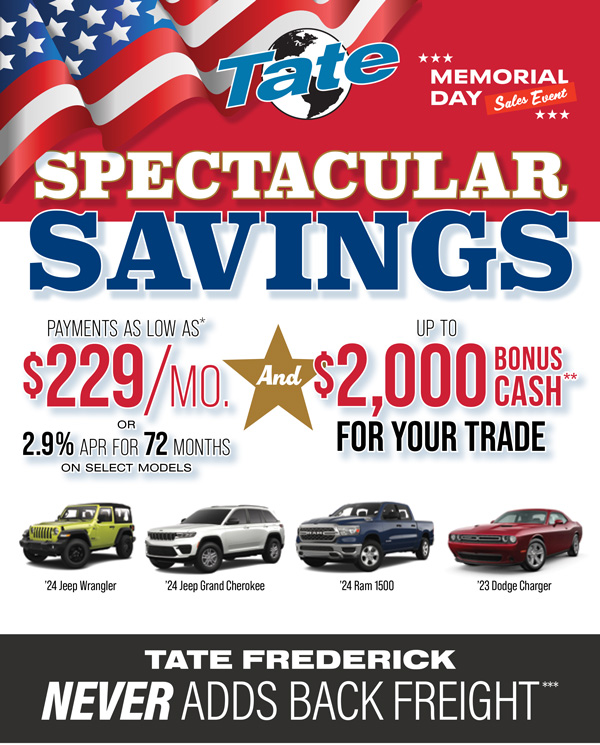 New Vehicle Specials | Tate Chrysler Jeep Dodge Frederick